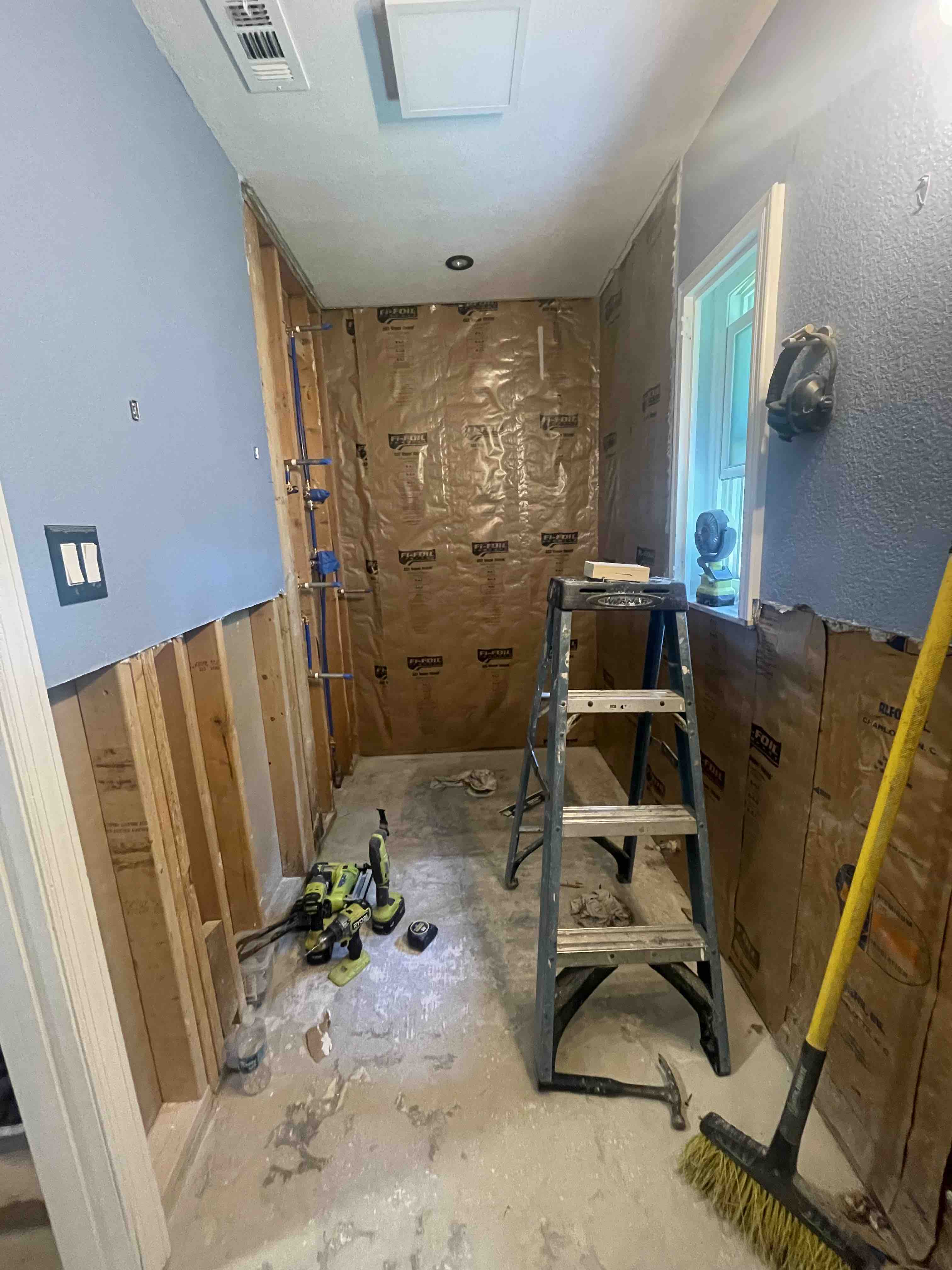 One Room Challenge: Goodbye ugly brown shower, Hello Waterproofing