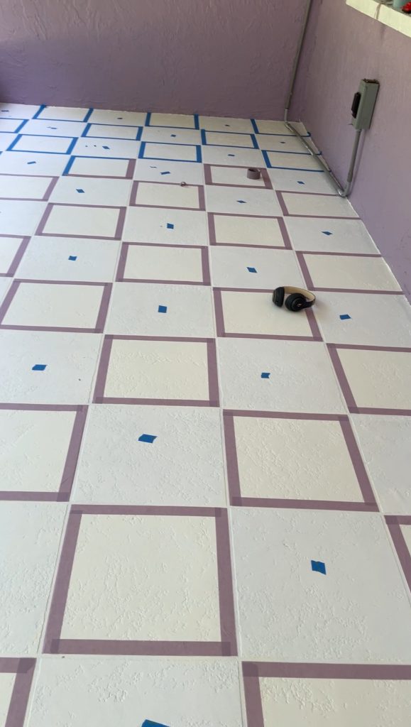 How to Paint a Checkerboard Pattern on a Concrete Floor - Afro and Reno