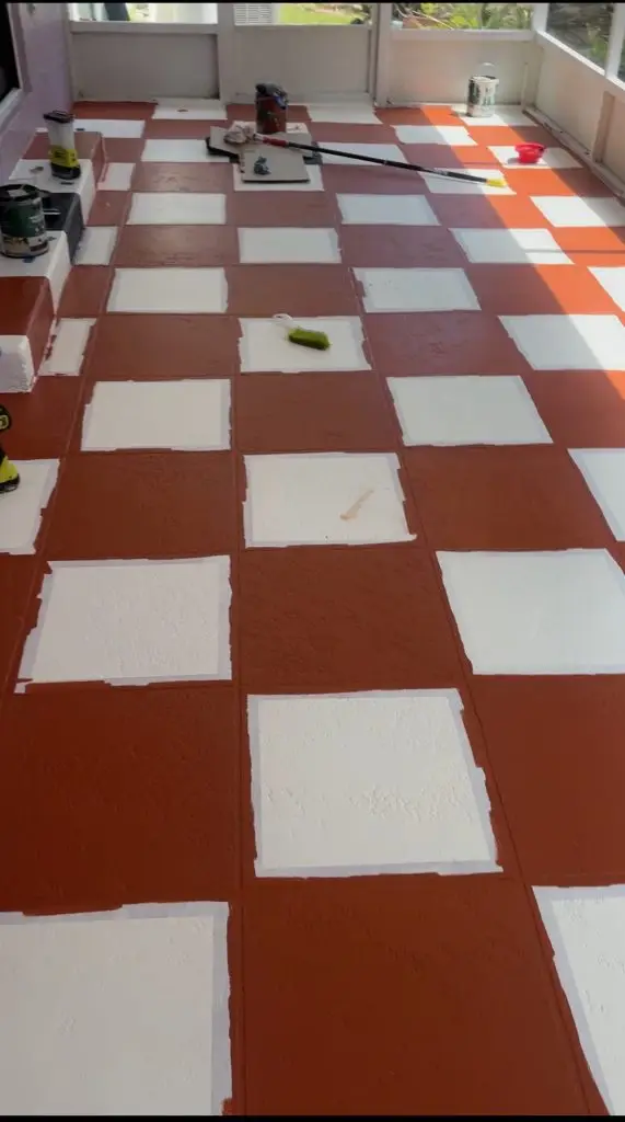 How to Paint a Checkerboard Pattern on a Concrete Floor - Afro and Reno